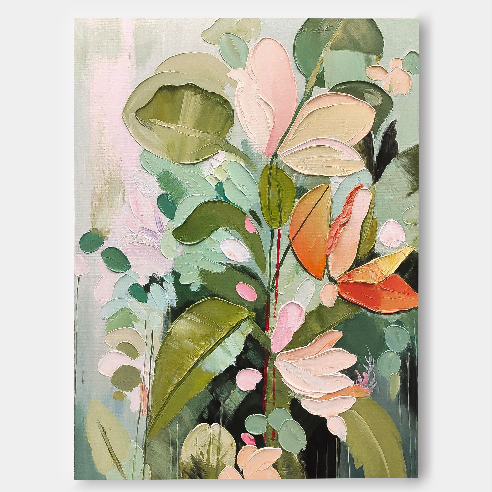 Beautiful Green Flower Painting Acrylic Textured Floral Art ...