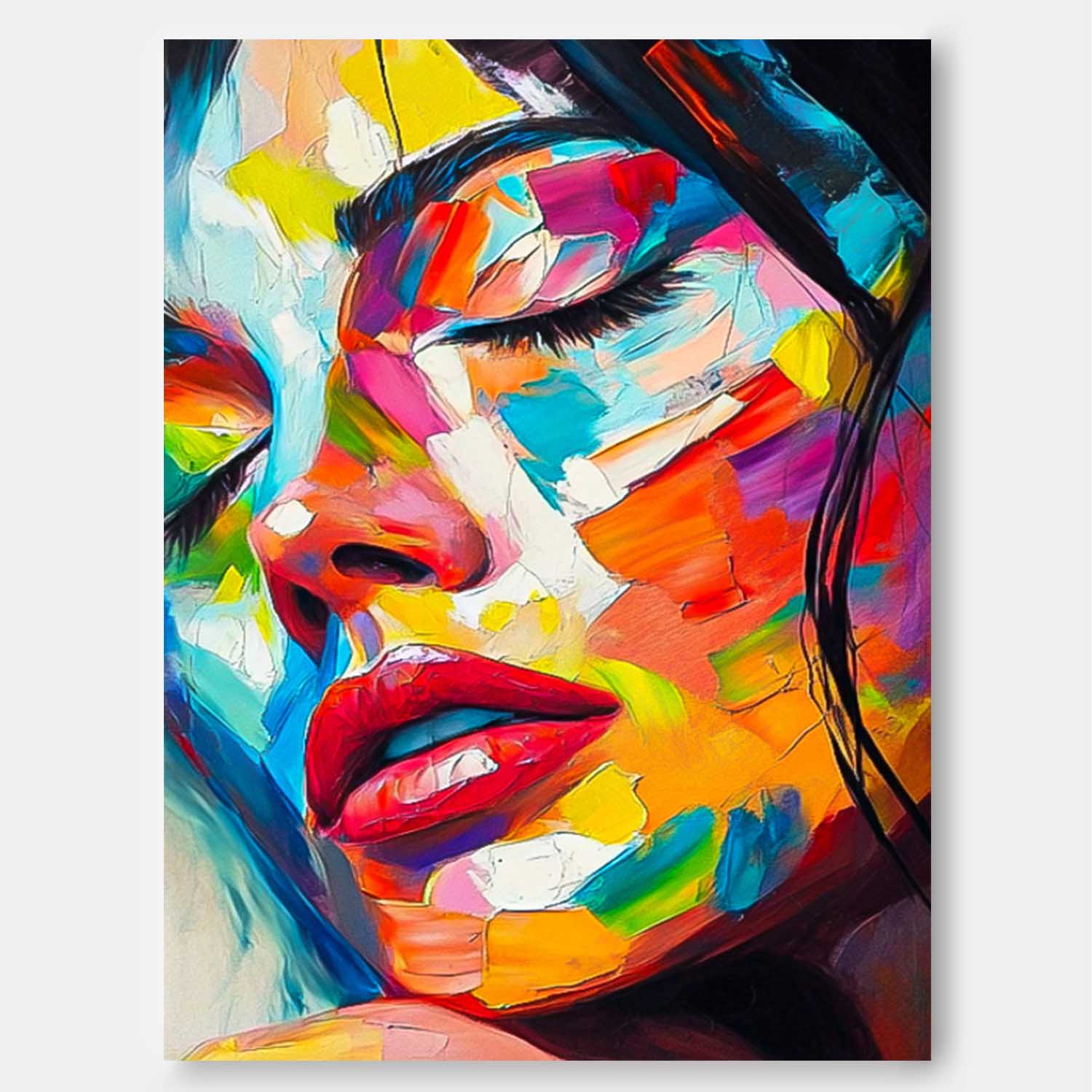Large Colorful Lady Face Artwork Original Acrylic Painting Canvas ...