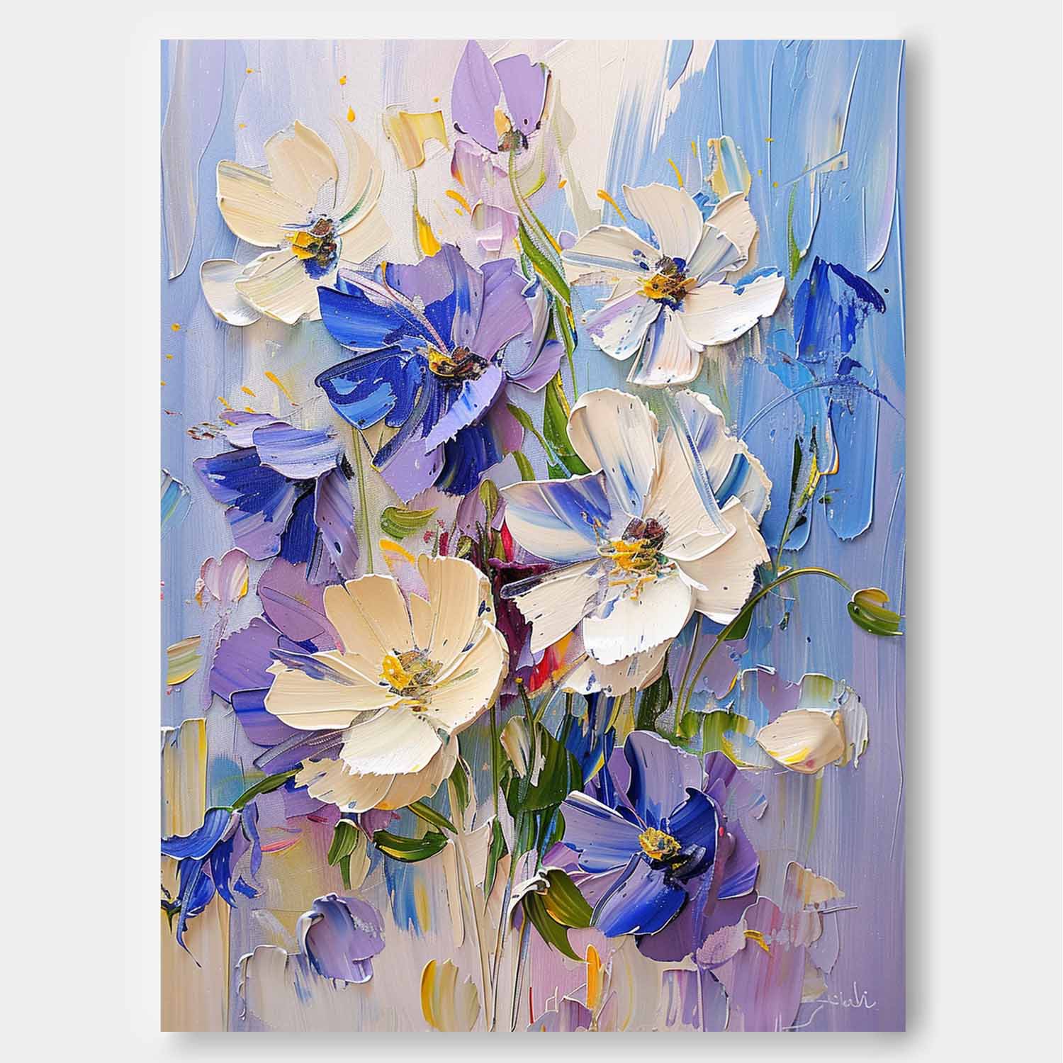 Abstract Flower Acrylic Painting On Canvas Original Floral Painting ...