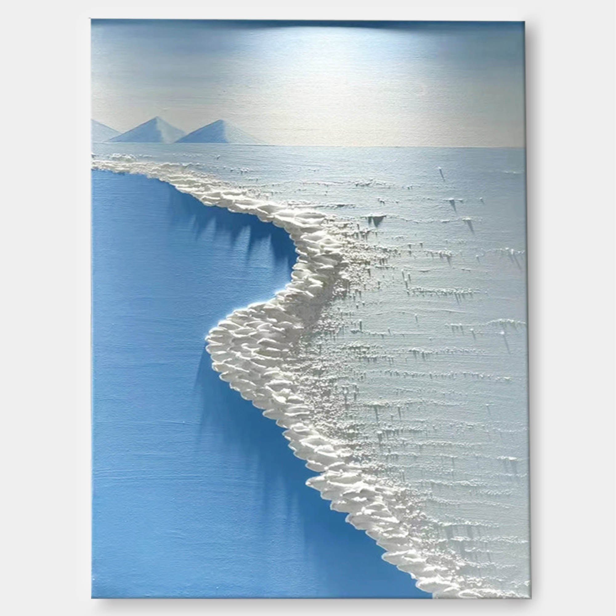 Original Sea Abstract Oil Painting Large blue Sea 3D Texture Painting ...