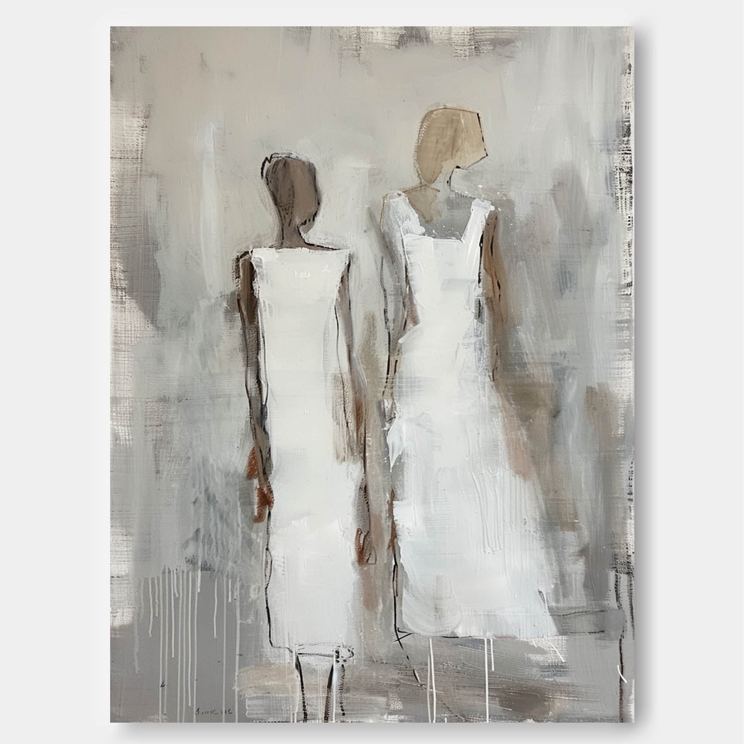 White Large Figure Painting Shadow Abstract Artwork Original Woman ...