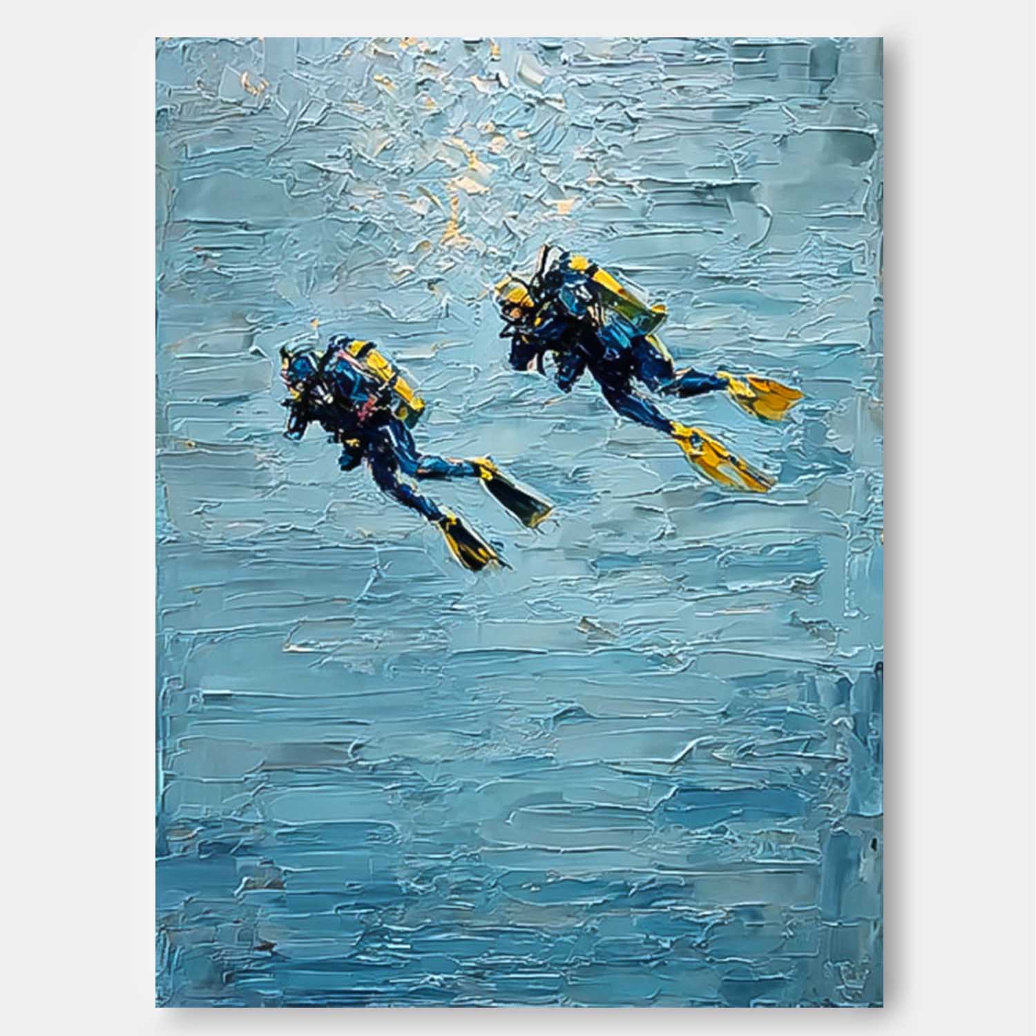 Blue Texture Painting Minimalist Diving Art Abstract Underwater Artwork ...