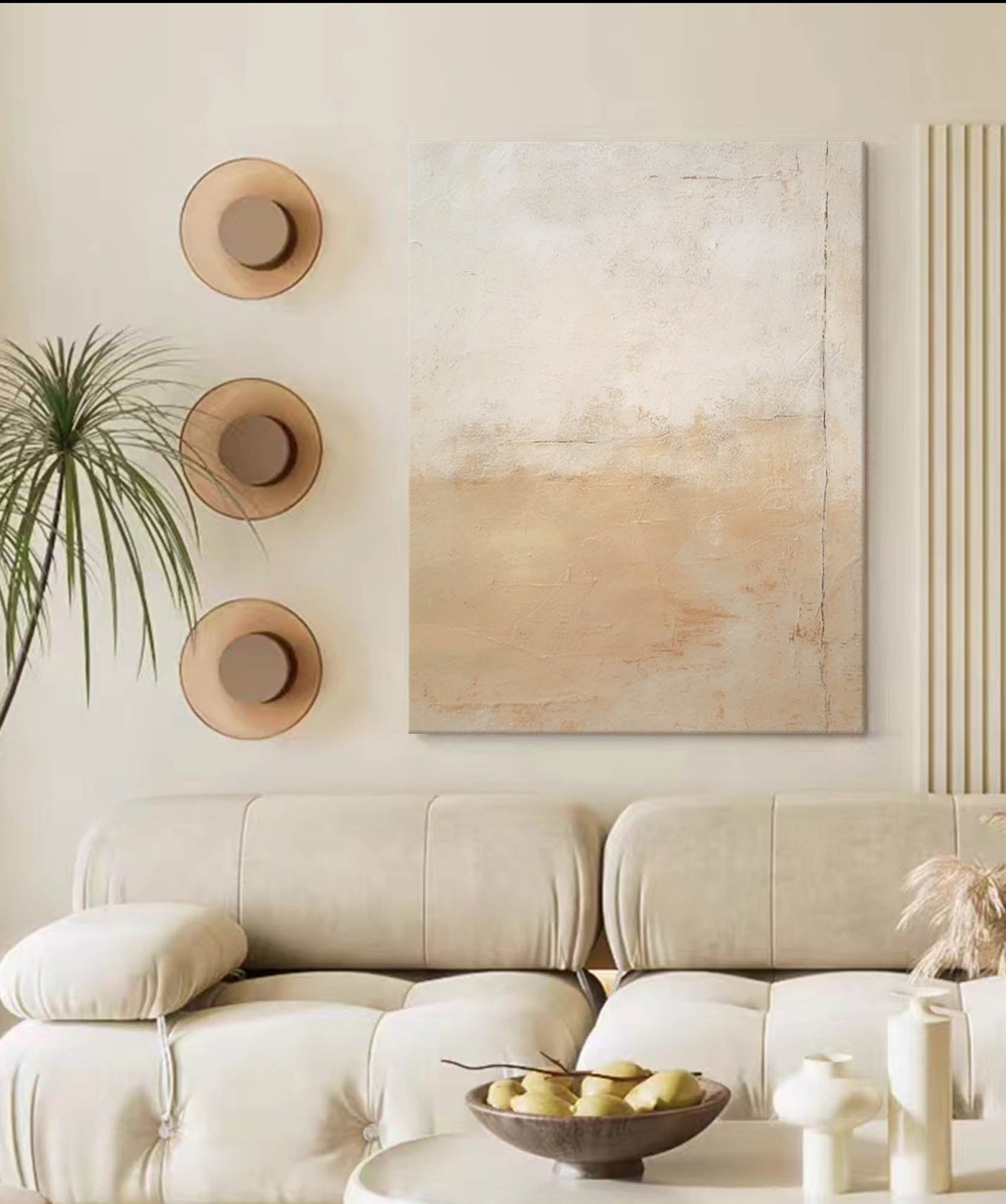 Beige Abstract Minimalist Wall Art Abstract impressionism Art Large ...