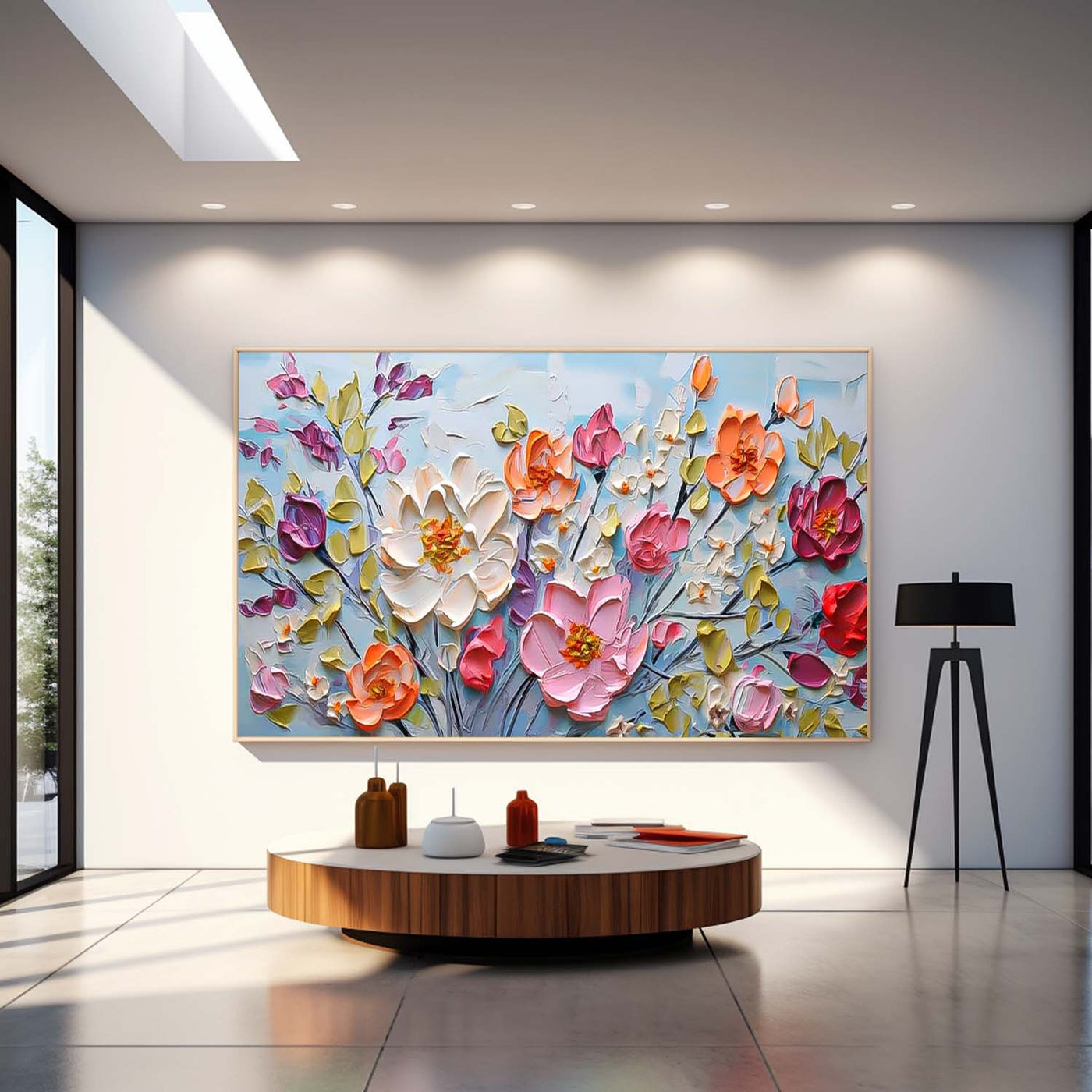 Large Acrylic Colorful Textured Floral Painting Original Drawing ...