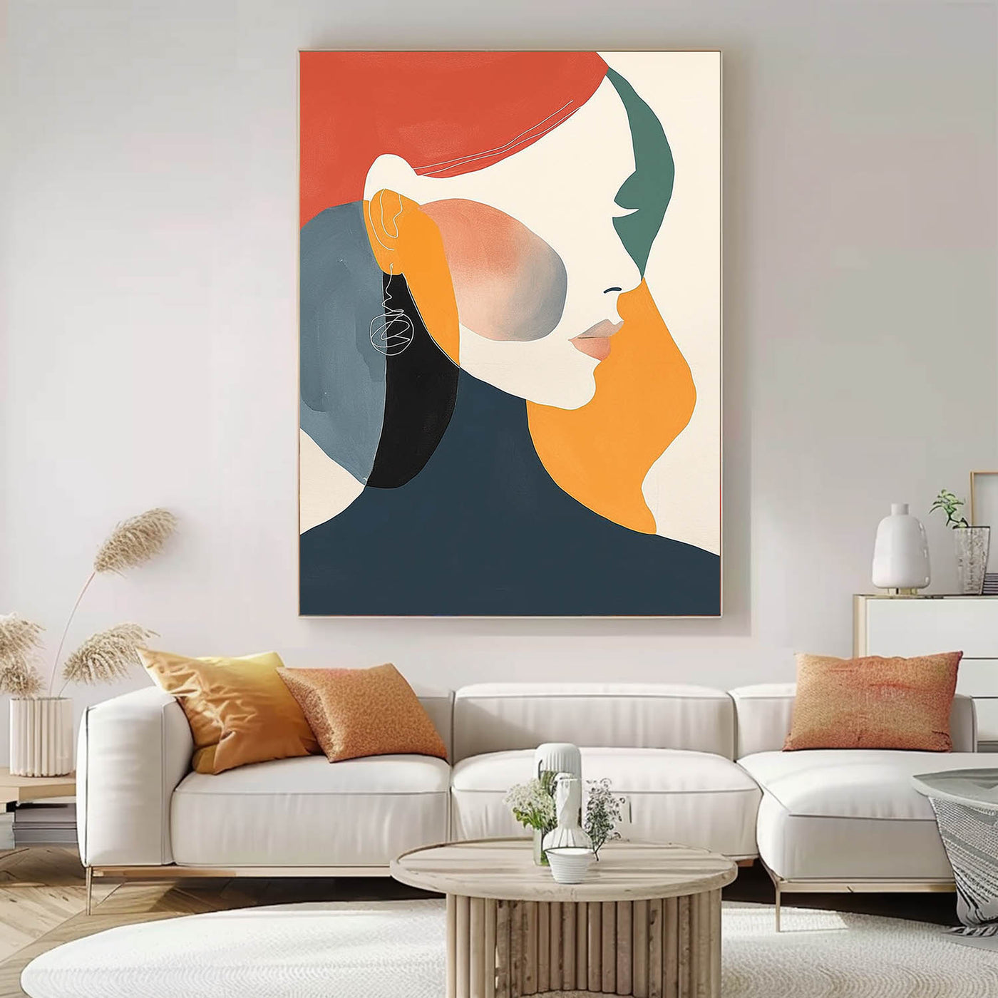 Minimalism Colorful Abstract Face Profile Acrylic painting Original ...