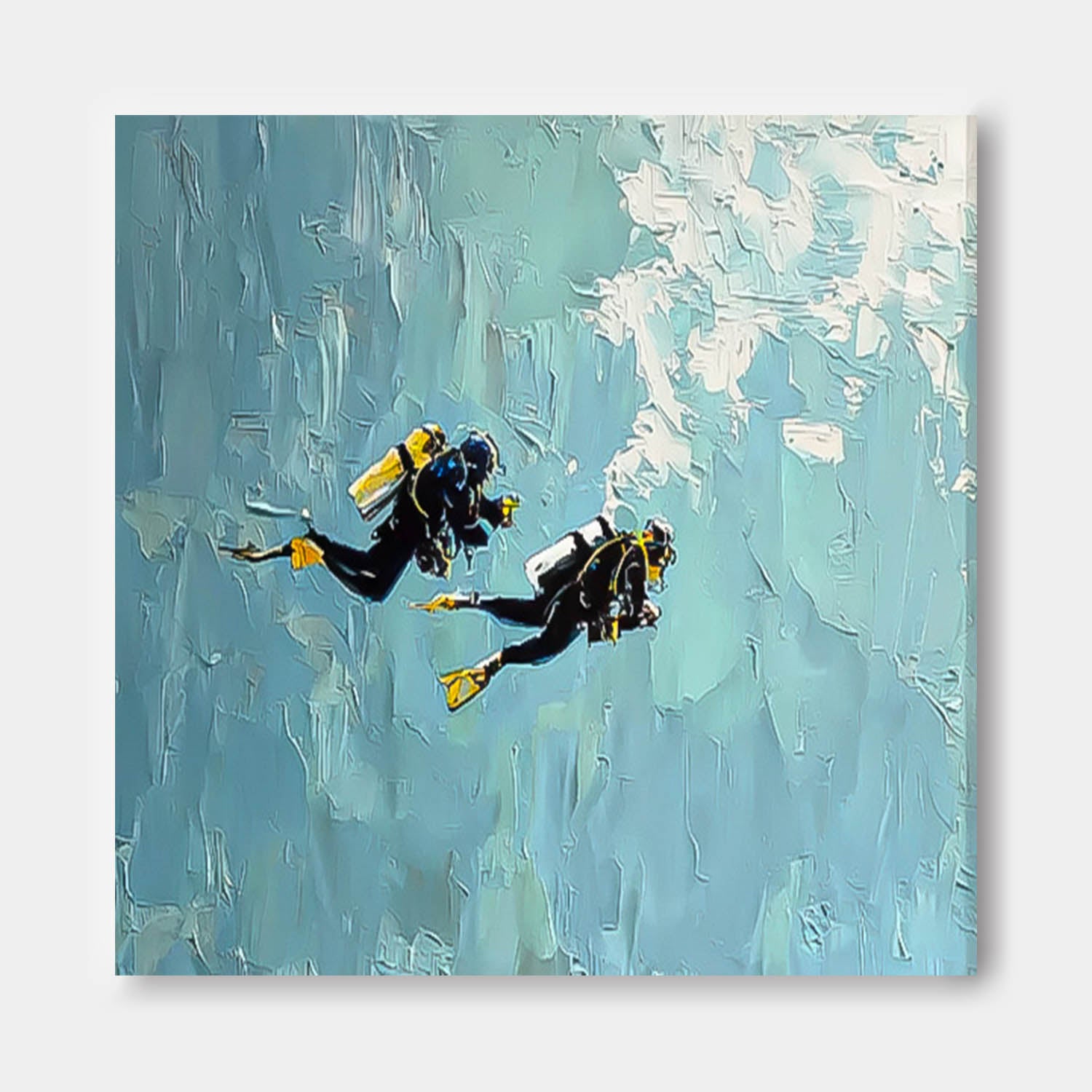 Large Ocean Painting Blue Texture Painting Minimalist Diving Art ...