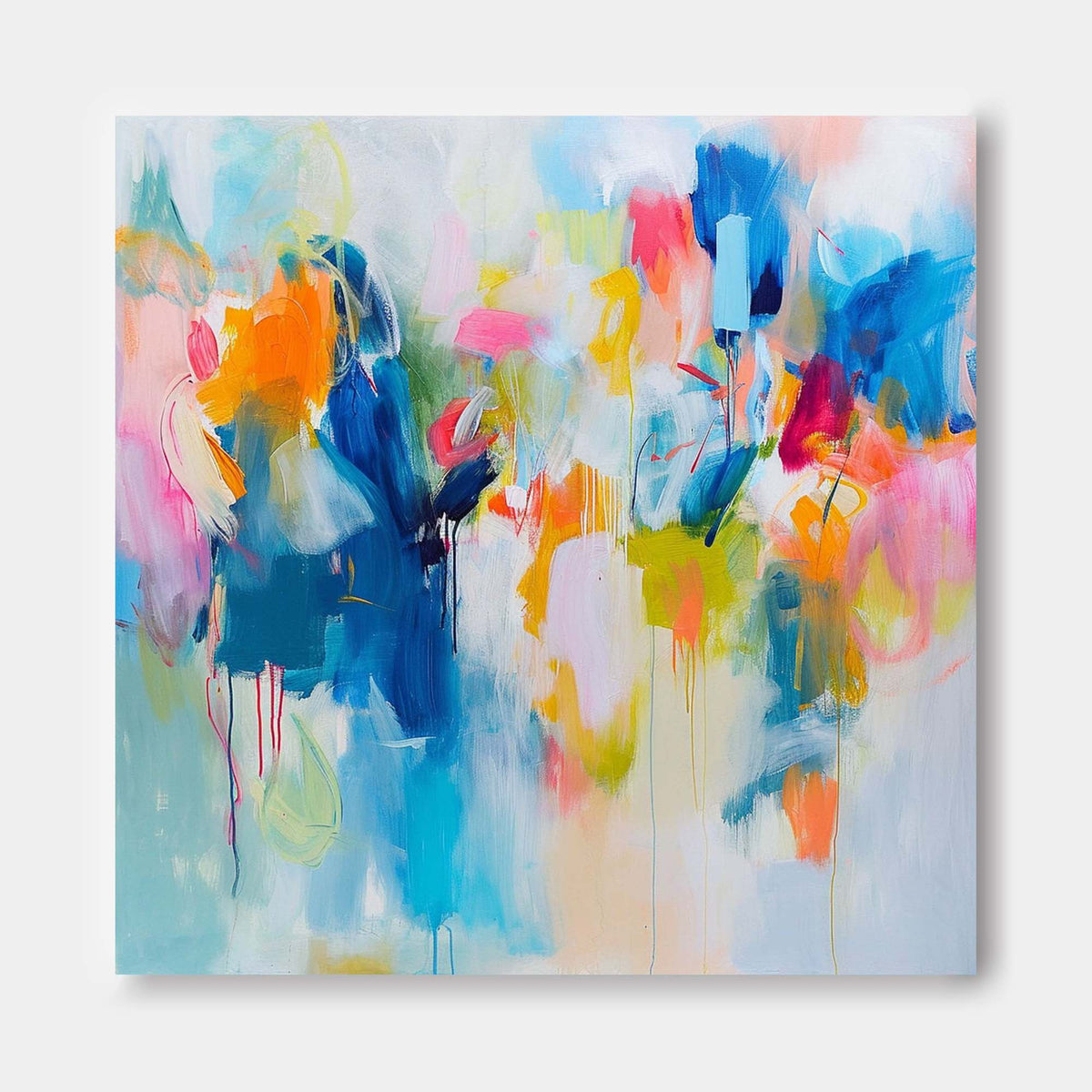 Large Square Colorful Abstract Canvas Art Framed Modern Abstract ...