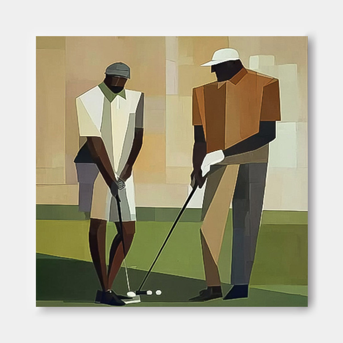Square Textured Golf Art Modern Golf Artwork Unique Art Contemporary ...