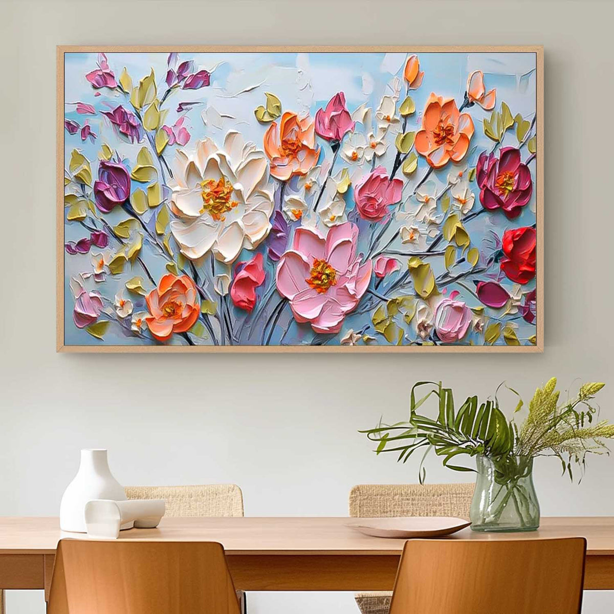 Large Acrylic Colorful Textured Floral Painting Original Drawing ...