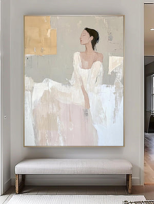 Contemporary Abstract minimalist Neutral Female Painting Large Abstract ...
